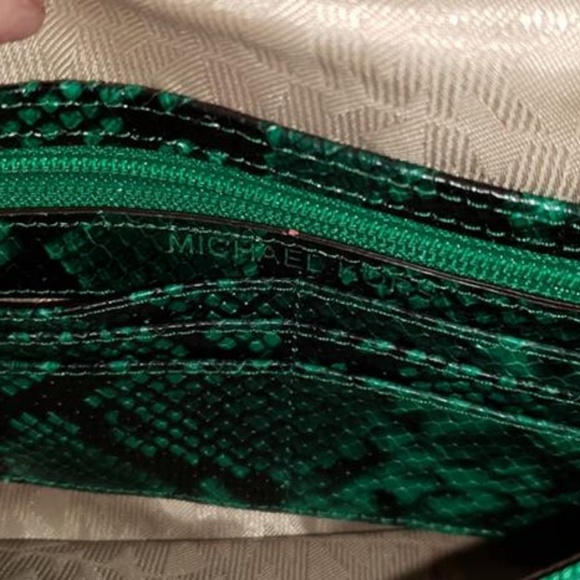 Michael Kors | Bags | Mk Sloan Palmetto Green Black Snake Bag | Poshmark